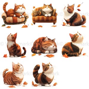 Autumn Cat Clipart PNG, Cute Ginger Cat With Fall Leaves, Cozy Autumn ...