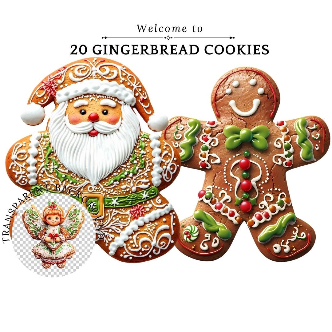 Christmas Gingerbread Cookies PNG Clipart: Holiday Designs (digital ...