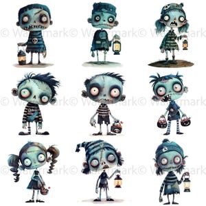 Quirky Zombie Clipart PNG: Cartoon Halloween Doll (digital Download) - Etsy