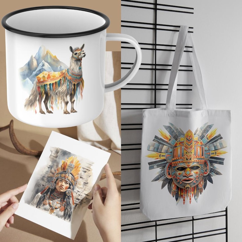 Inca Empire Clipart PNG: Watercolor Peruvian Designs (digital Download ...