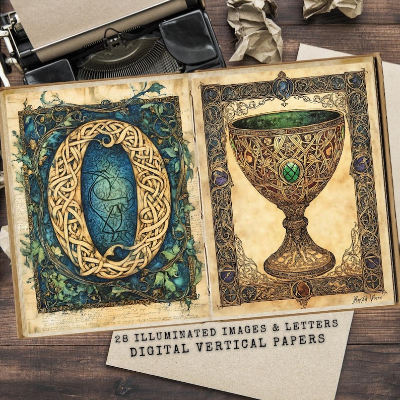 Illuminated Manuscript Letters: Medieval Religious Art, Digital Paper ...