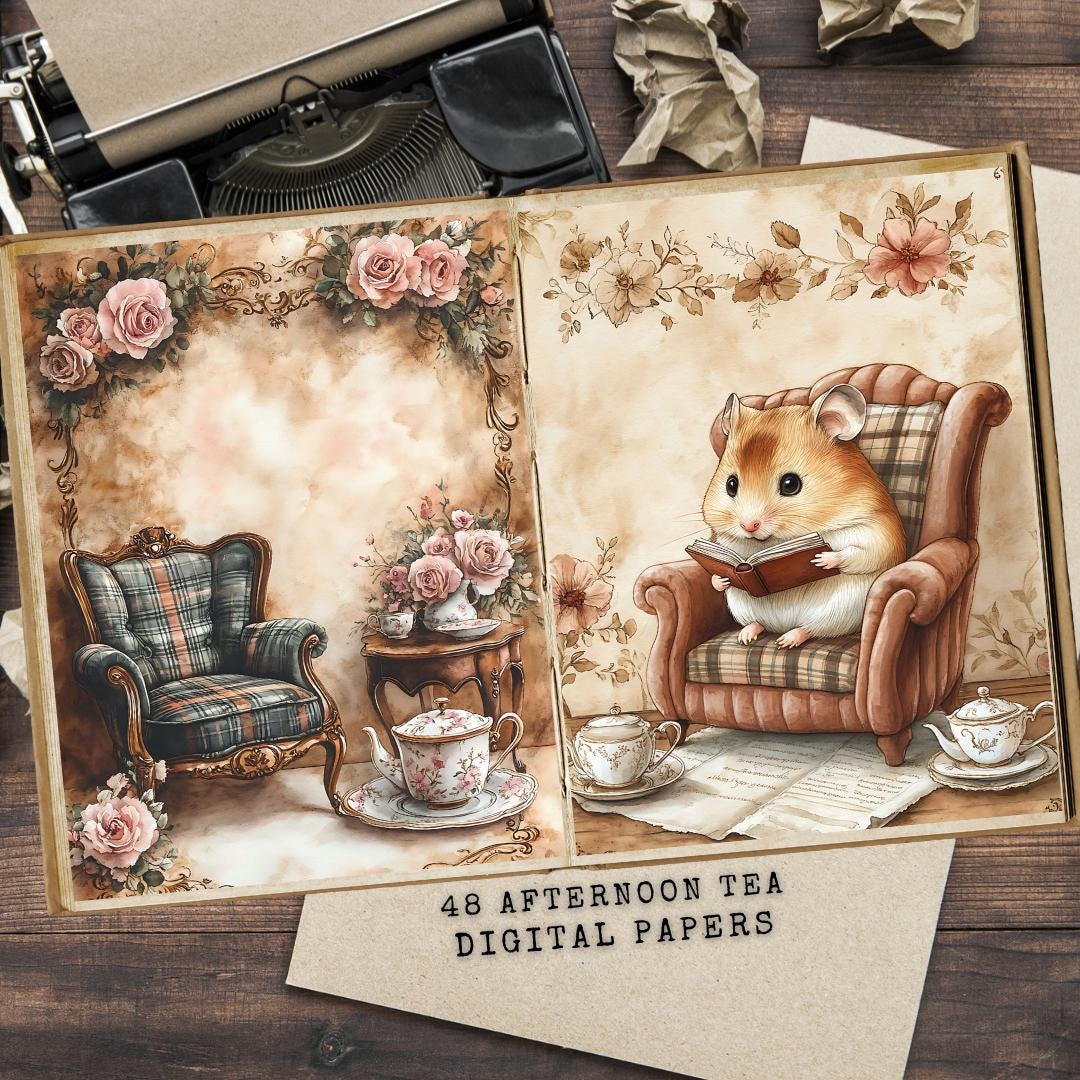 Vintage Afternoon Tea Junk Journal Kit: Printable Ephemera (digital ...