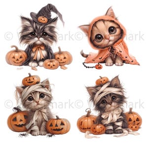 Vol 2 Halloween Cats Clipart Spooky Dog Clipart Cats in Costumes ...