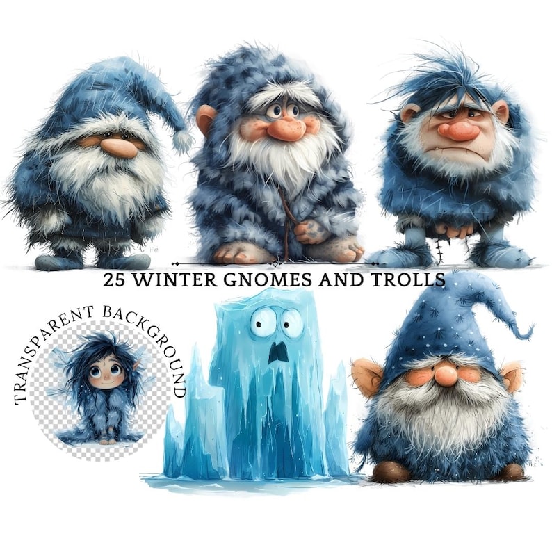 Winter Troll Clipart PNG, Cute Fantasy Gnome in Winter Character ...