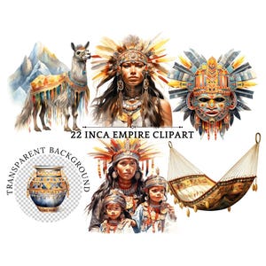 Inca Empire Clipart PNG: Watercolor Peruvian Designs (digital Download ...