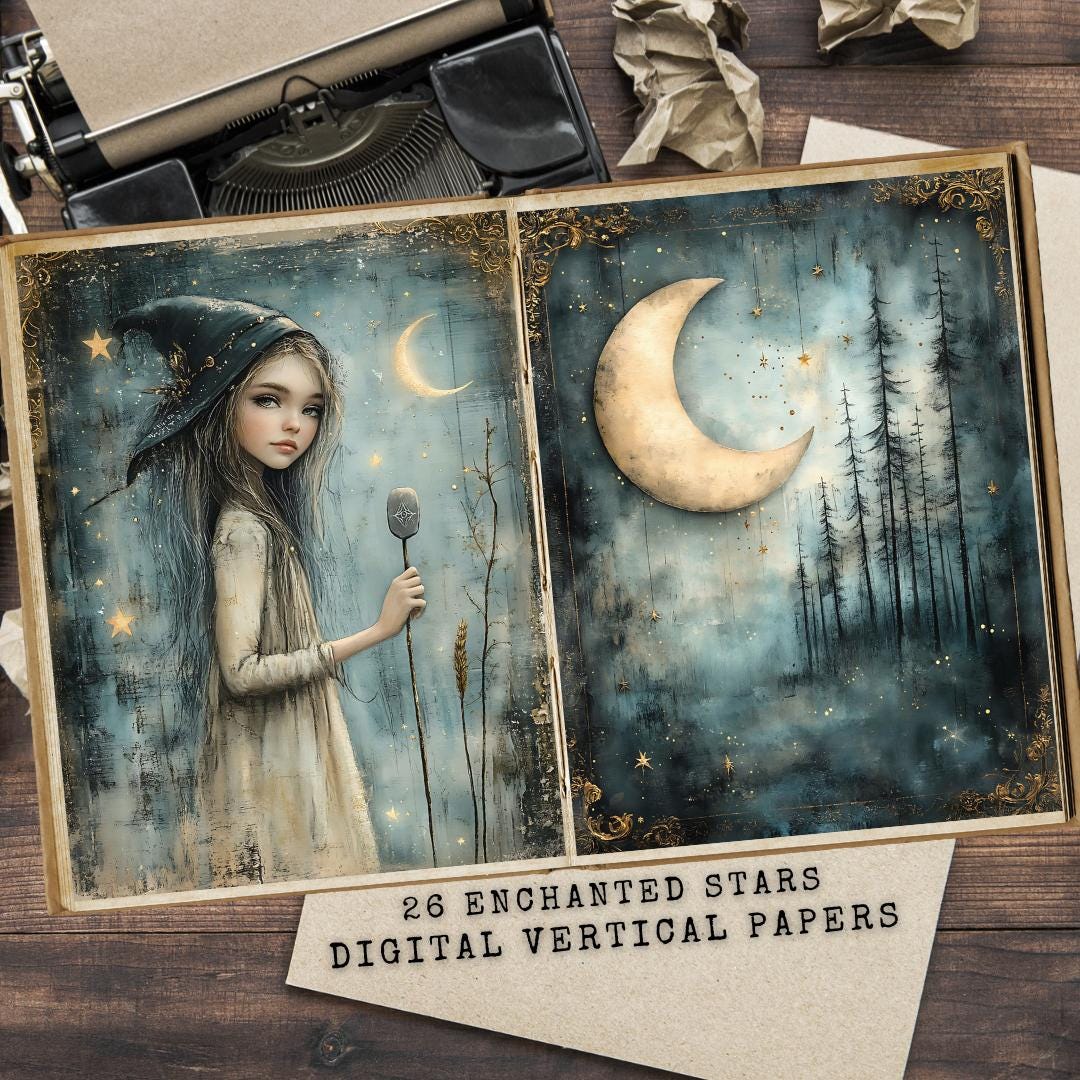 Starry Night Junk Journal Pages: Celestial Forest Printable Sheets ...