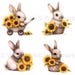 Cute Rabbit Clipart Sunflower Clipart PNG Files Rabbits Design ...