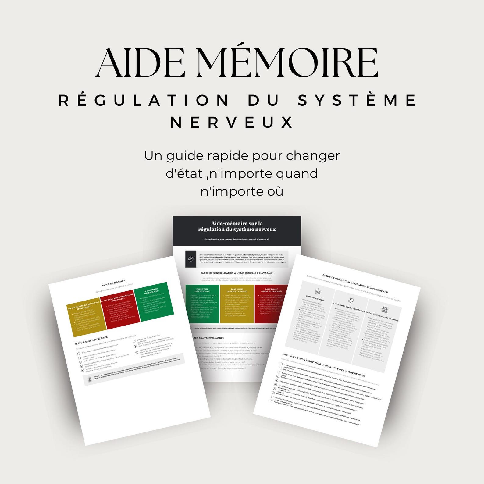 Quick Reference Guide on Nervous System Regulation / Coaching Sheets ...