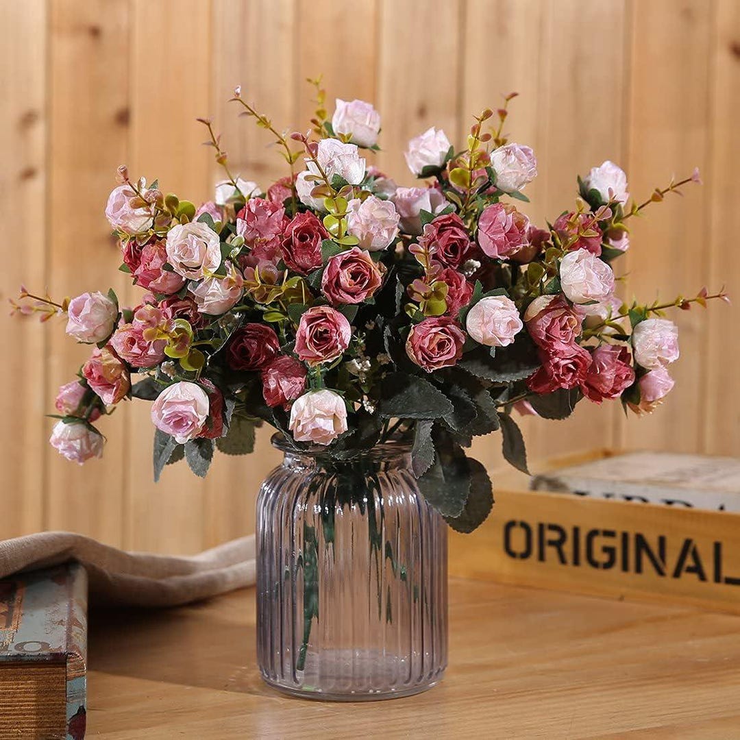 Artificial Rose Flower Bouquet Mini Rose Flowers DIY Floral Bouquet ...