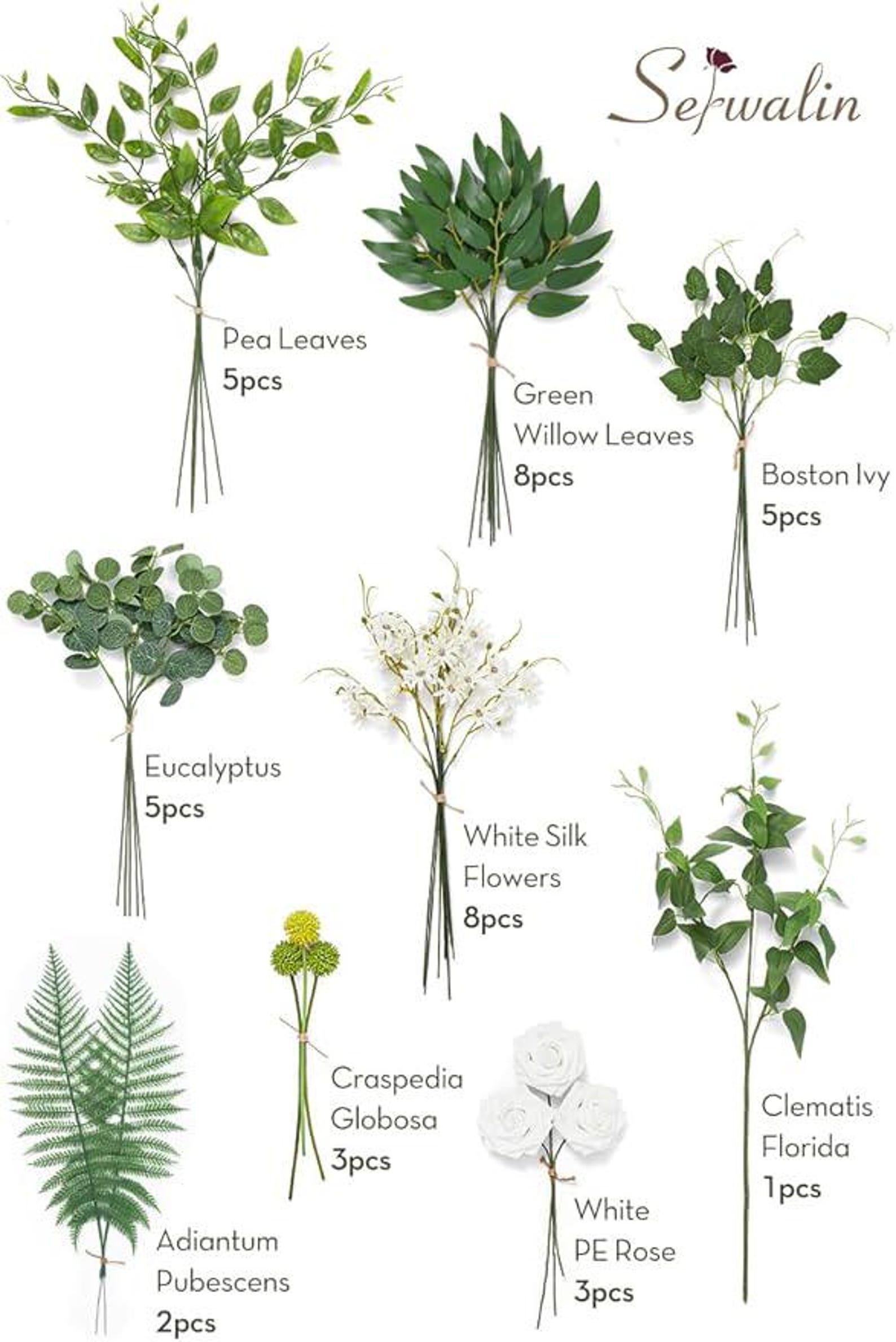 Artificial Greenery Stems With Flowers Wedding Bouquet Table ...
