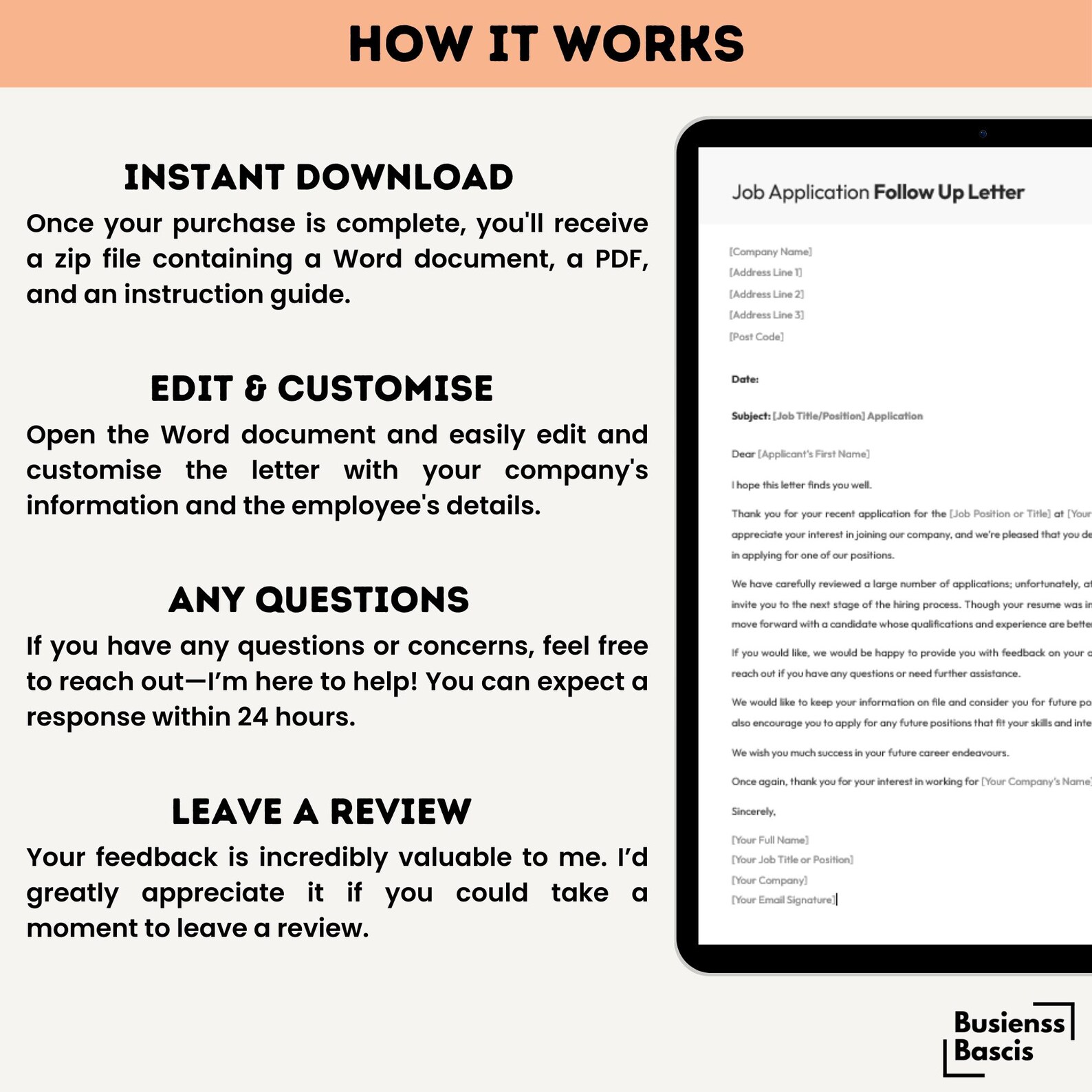 Job Application Follow-up Letter Template, Post Job Application Follow ...