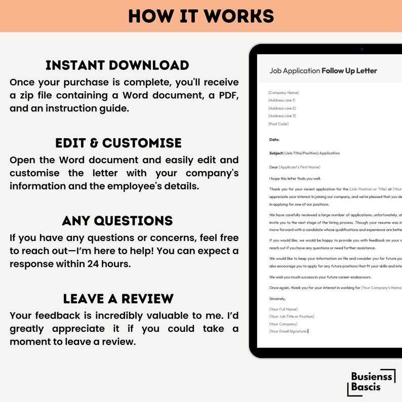 Job Application Follow-up Letter Template, Post Job Application Follow ...