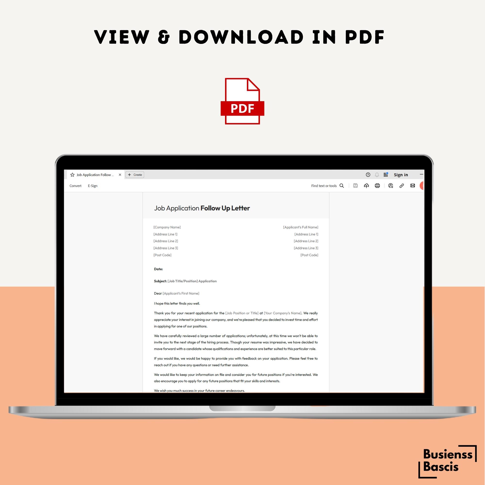 Job Application Follow-up Letter Template, Post Job Application Follow ...