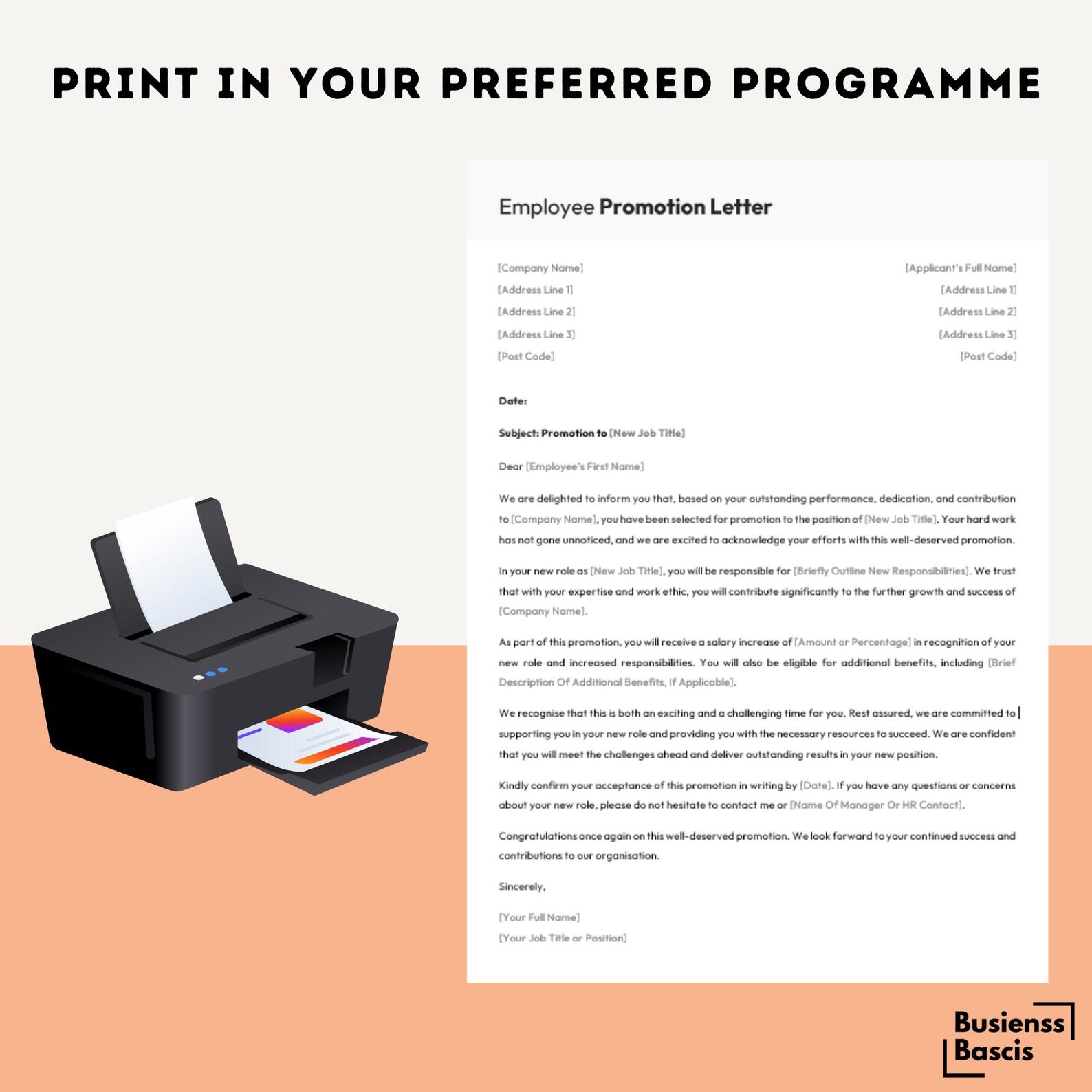 Employee Promotion Letter Template, Performance Pay Raise Letter, Job ...