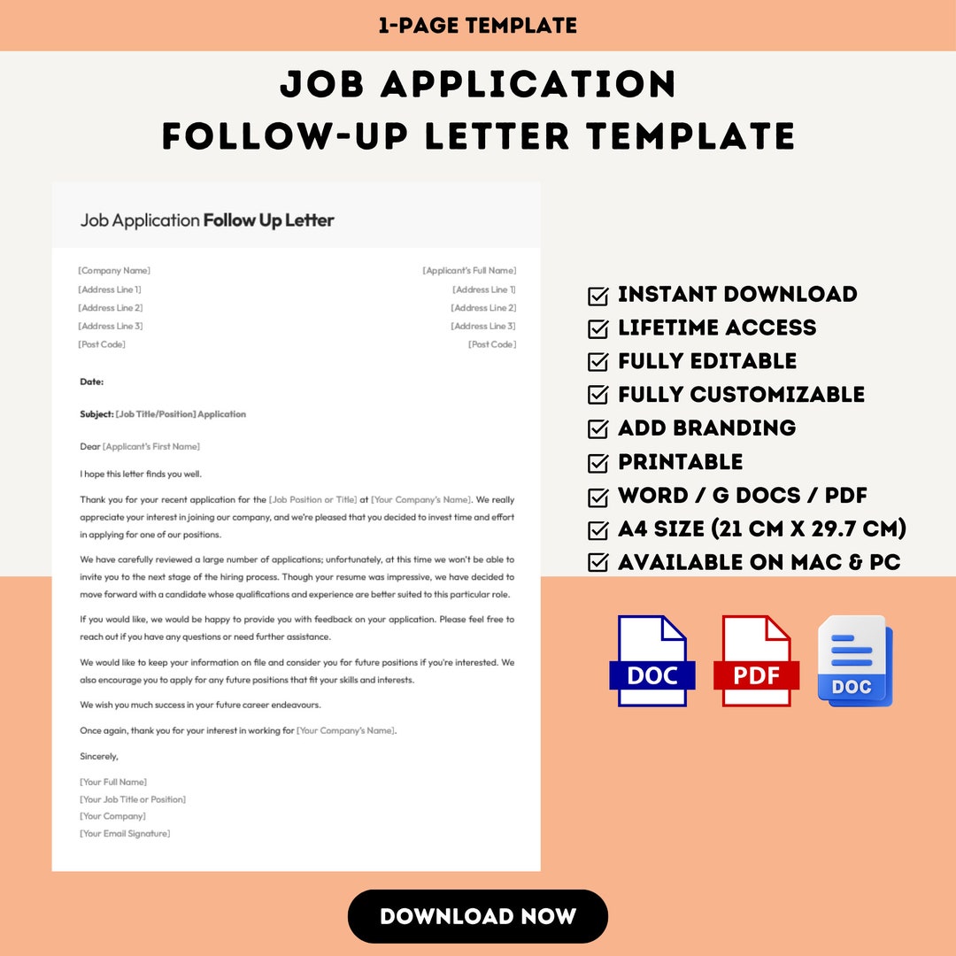 Job Application Follow-up Letter Template, Post Job Application Follow ...