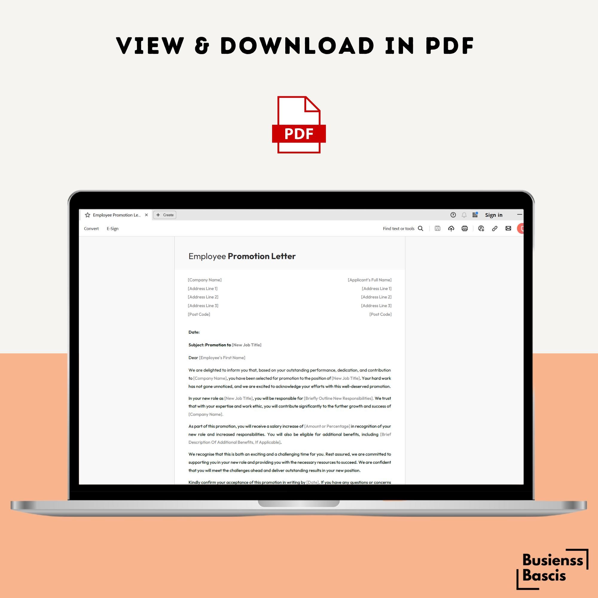 Employee Promotion Letter Template, Performance Pay Raise Letter, Job ...