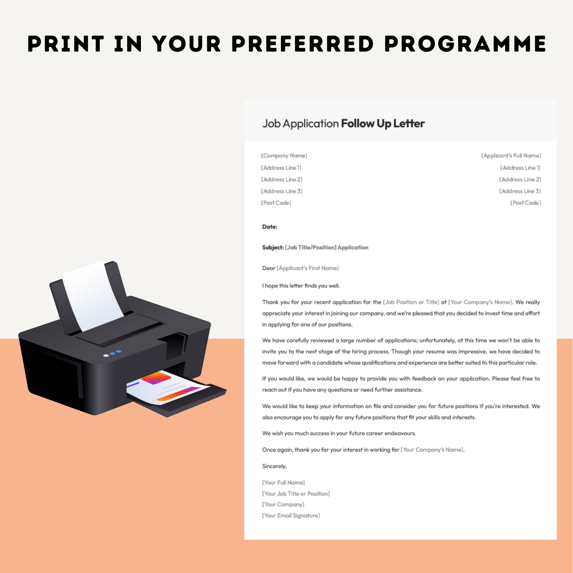 Job Application Follow-up Letter Template, Post Job Application Follow ...