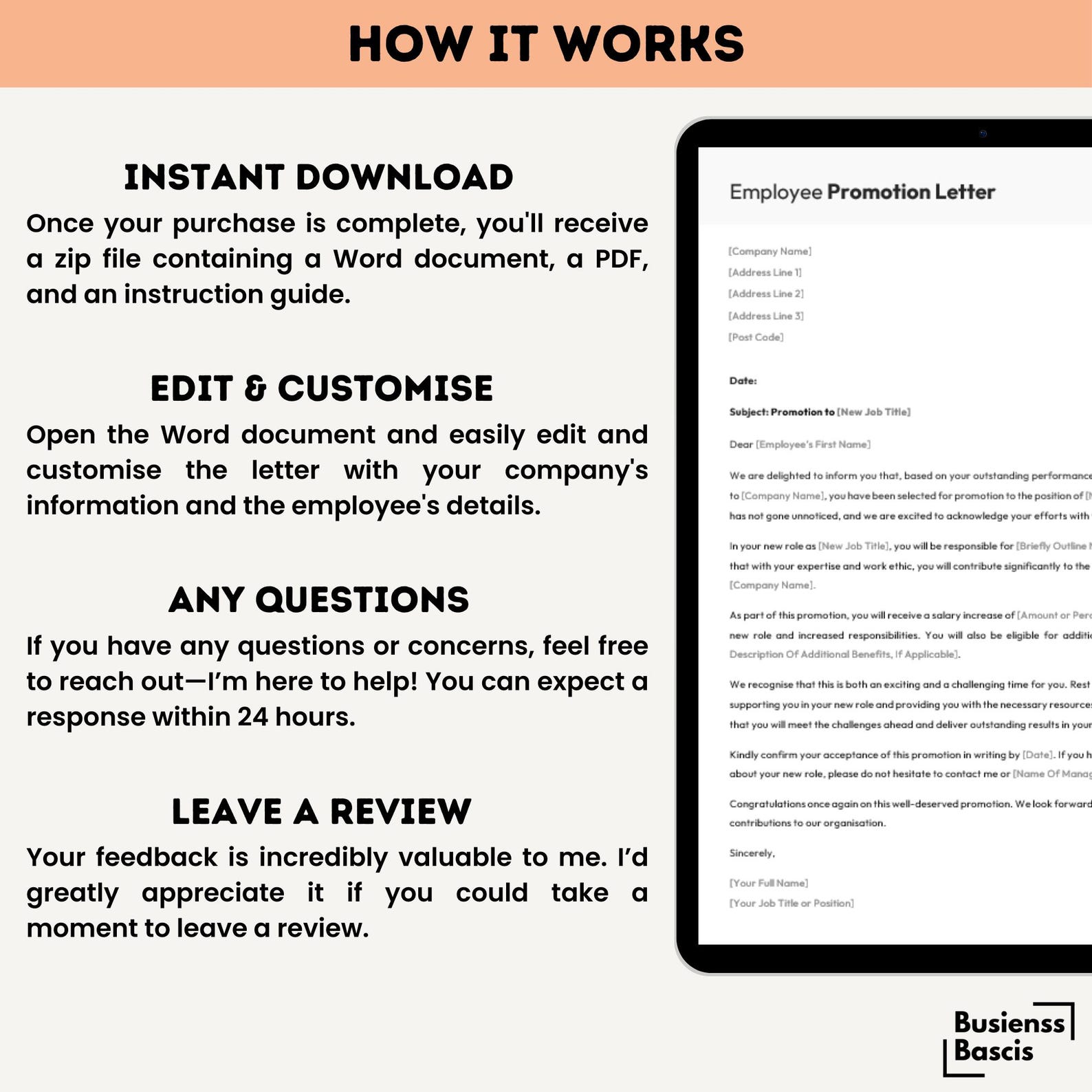 Employee Promotion Letter Template, Performance Pay Raise Letter, Job ...