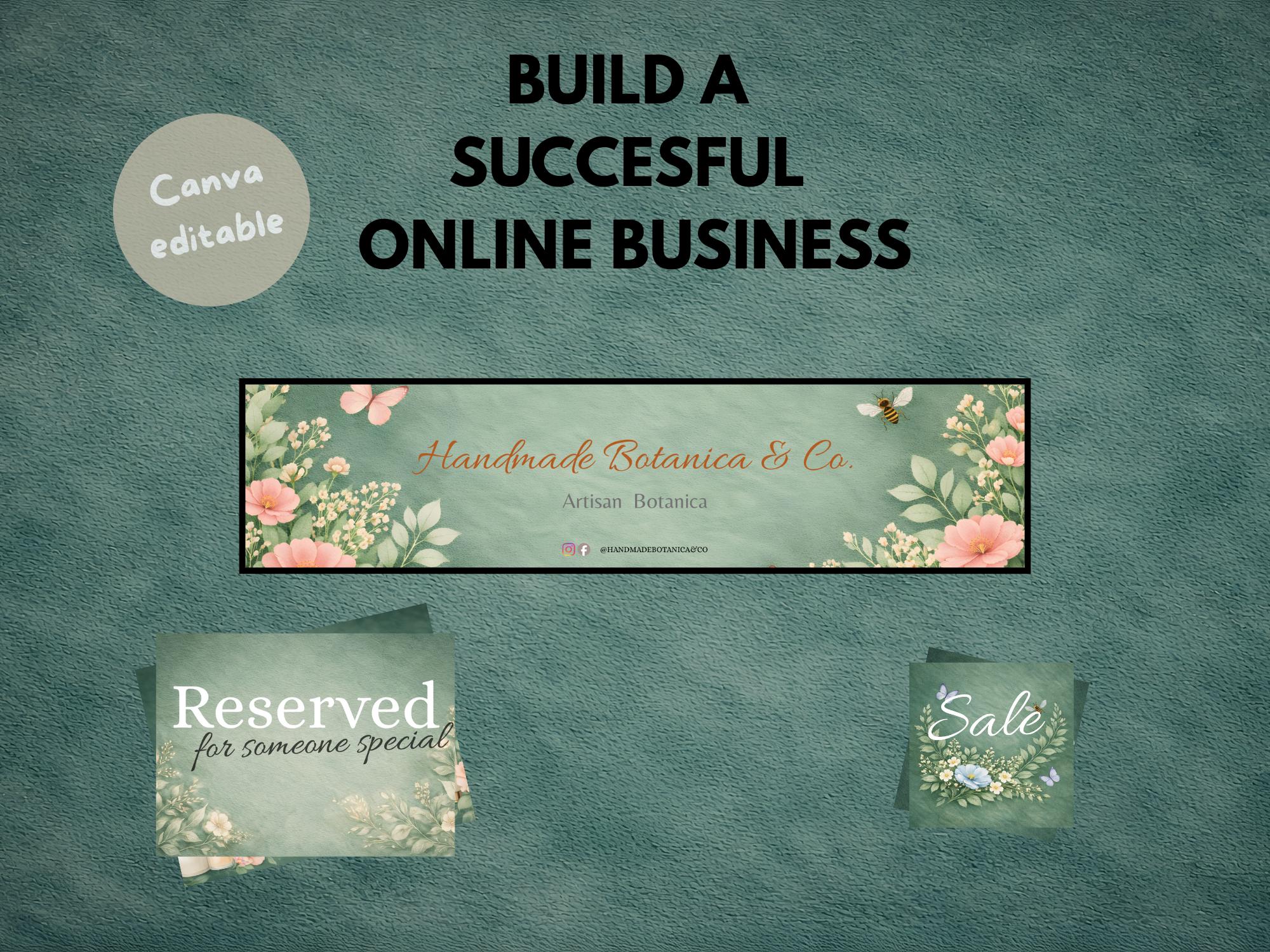 Boho Floral Etsy Shop Kit, Editable Canva Banner & Icon (digital ...