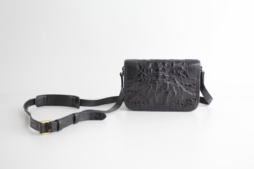 Vintage Joan & David Embossed Leather Shoulder Bag | 1990s Crocodile ...