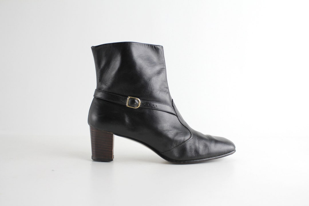 Sz 10 Mod Chelsea Boots | Vintage 1960s Round Toe Leather Ankle Boots ...