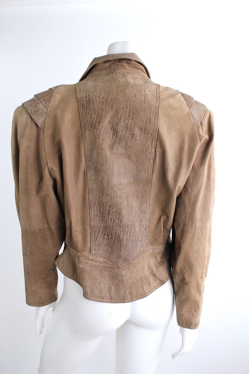 Vintage Early 1990s Leather Jacket | Pleated Shoulder Leather Jacket ...