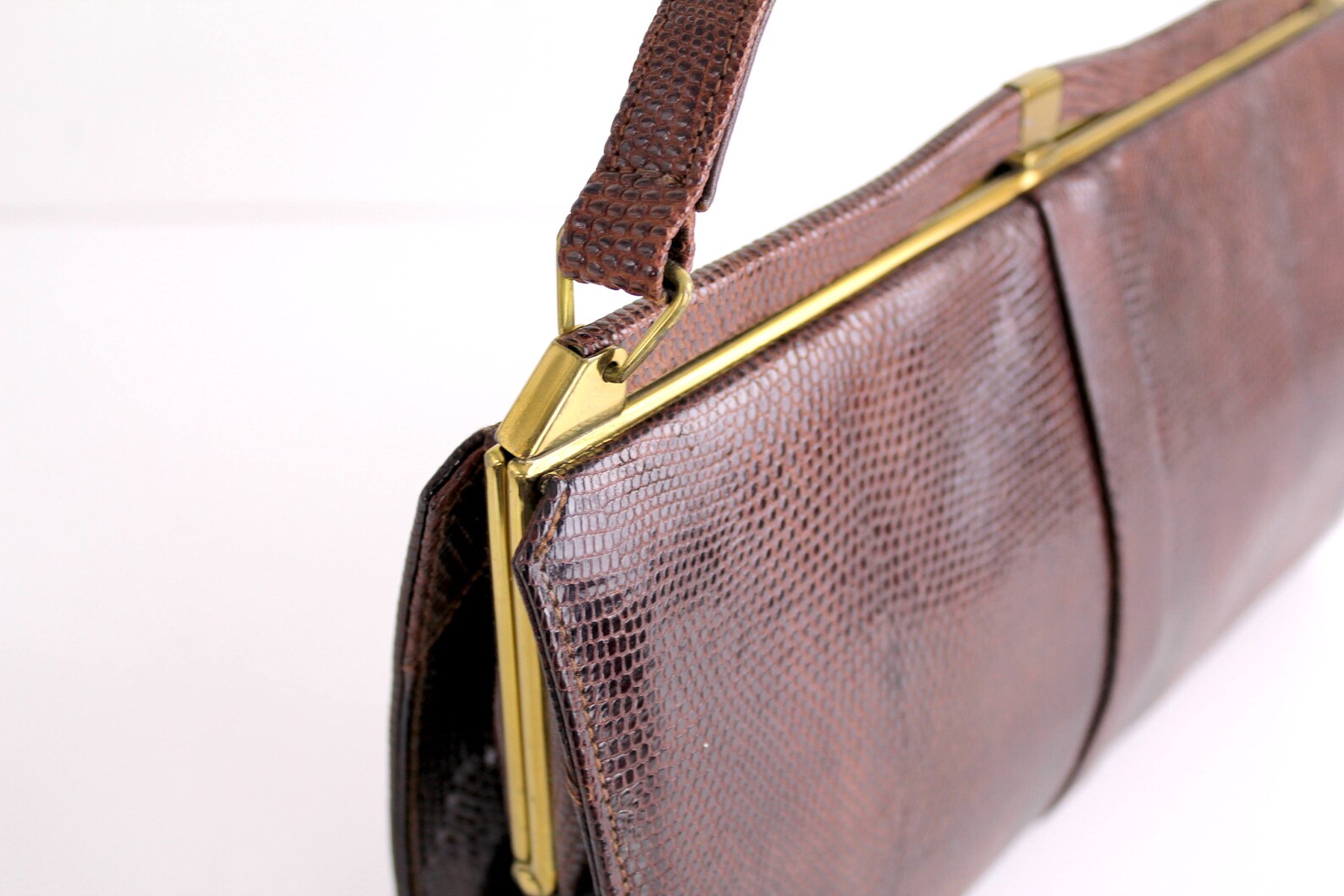 Vintage 1960s Maison Blanche Lizard Handbag | Structured Leather Frame ...