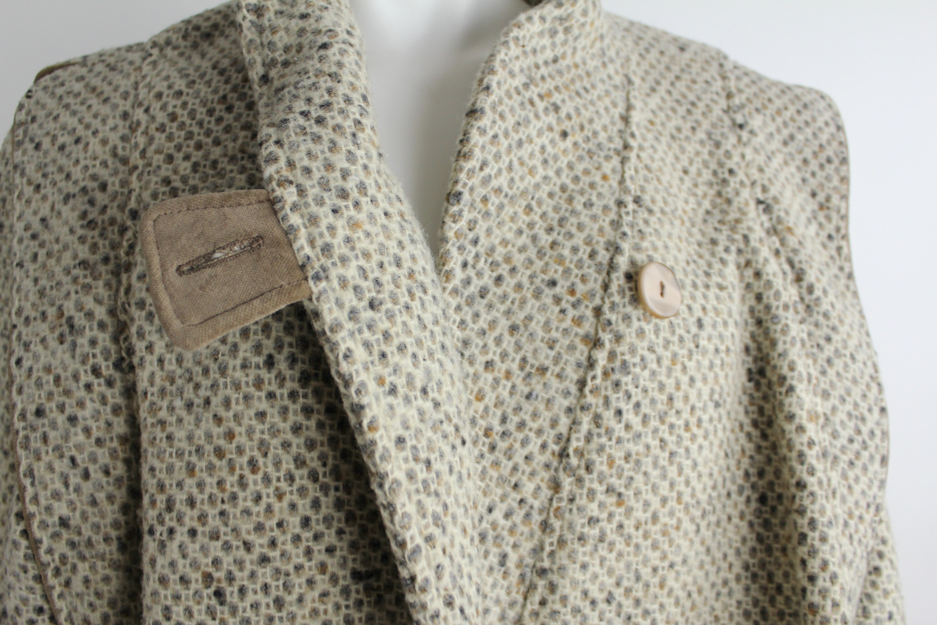 Vintage Angular Neutral Textured Coat Neutral Gray Wool Winter Coat ...