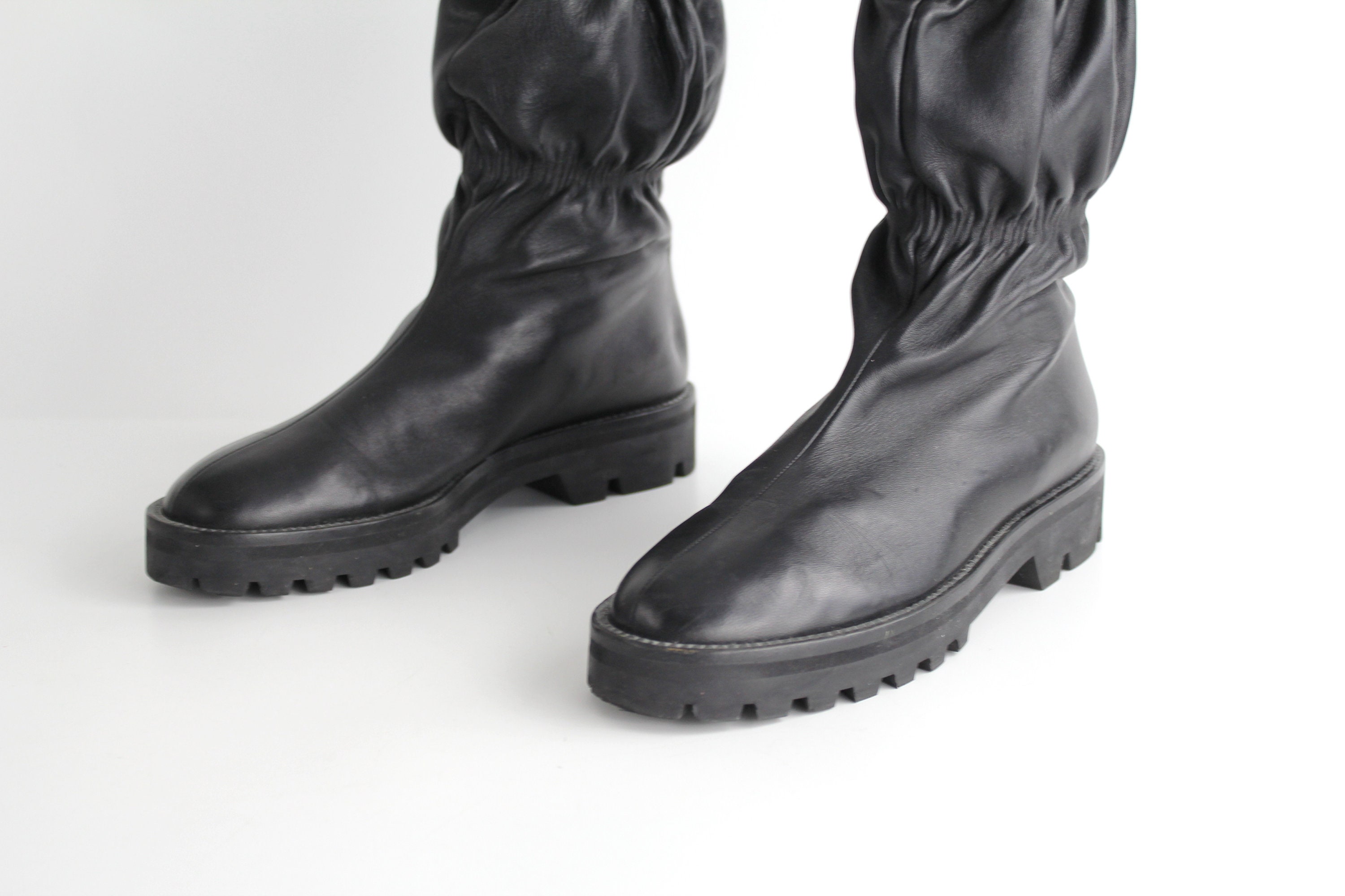 Sz 8 Vintage Walter Steiger Black Leather Pull up Boots | Minimal Black ...