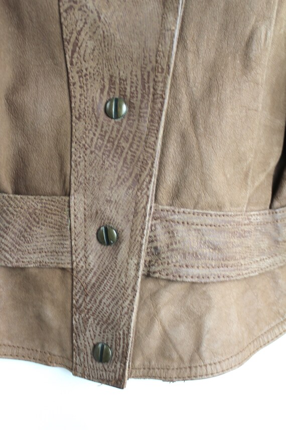 Vintage Early 1990s Leather Jacket | Pleated Shoulder… - Gem