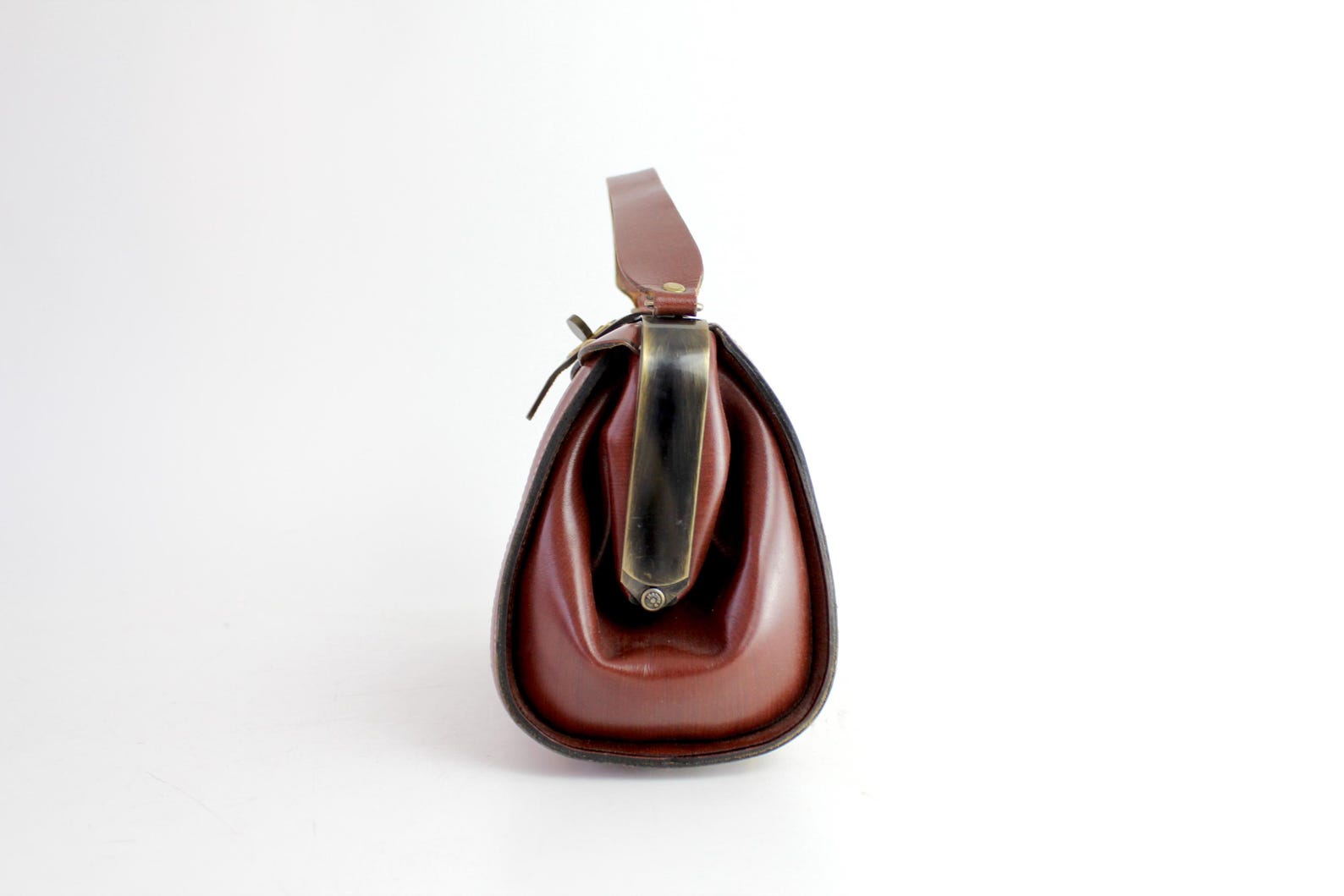 Vintage 1960s Leather Handbag | Sienna Brown Leather Structured Bag - Etsy