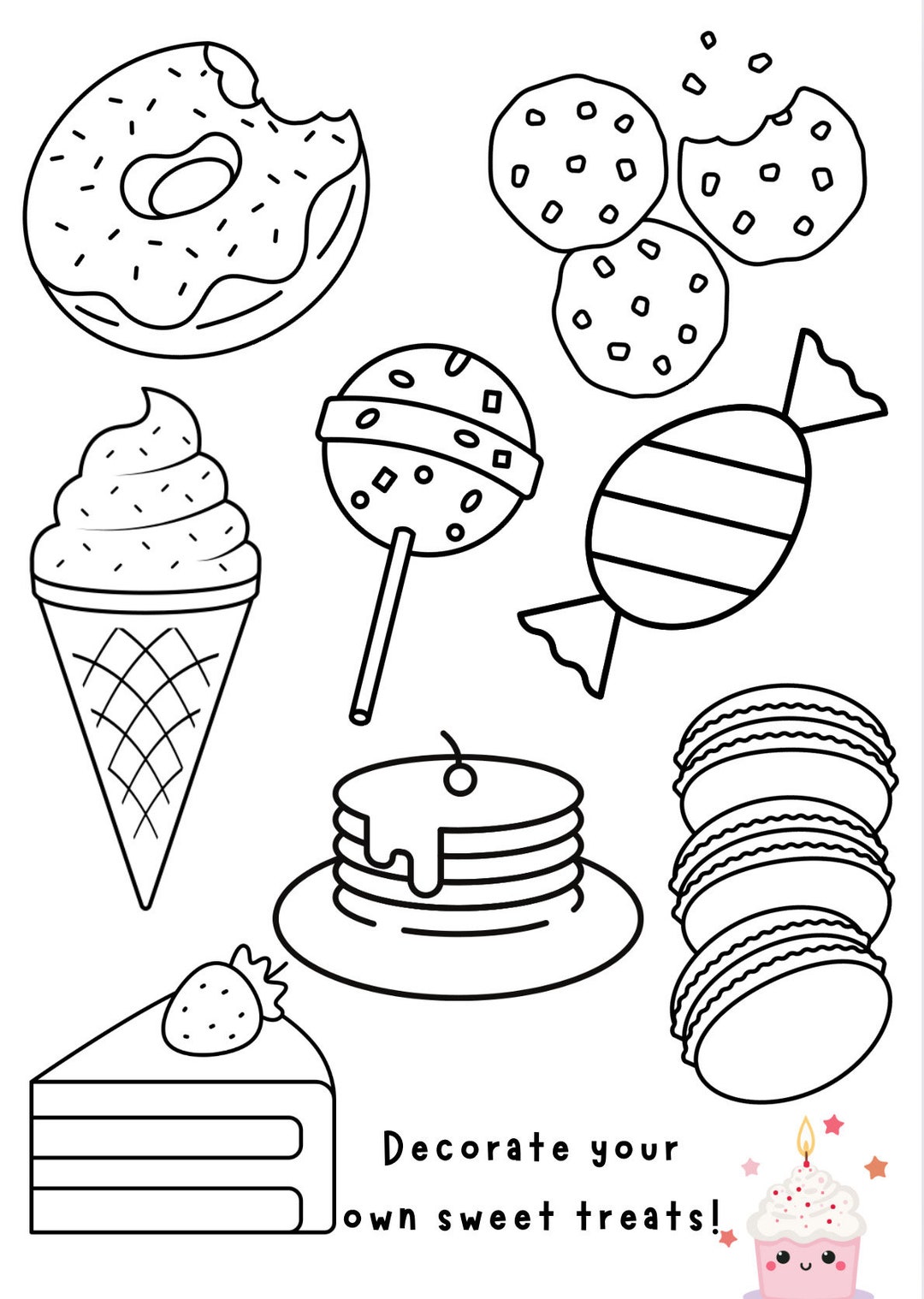 Sweet Treats Colouring Page | Kids Colouring Activities - Etsy
