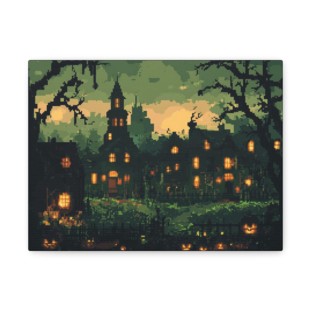 Spooky Street 8 Bit Style Canvas - Etsy