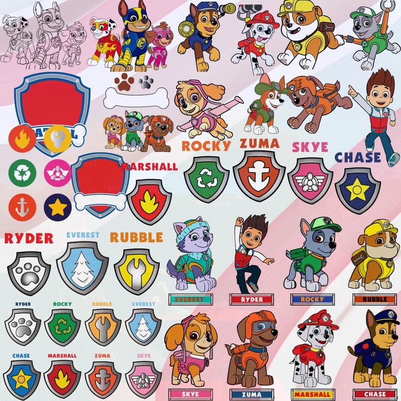 750 Paw Patrol SVG PNG DXF Bundle, Kids Birthday Designs, Cricut Files ...