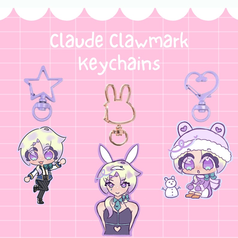 Claude Clawmark Glitter Acrylic Keychain - Etsy