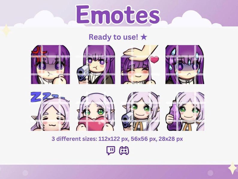 FRIEREN & FERN Cute Emotes Set (7) - Twitch Emotes for Streamers, Cute ...