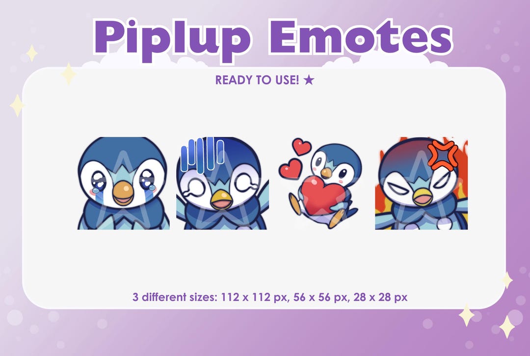 FUNNY PIPLUP Emotes Set 4 Twitch/discord Emotes Perfect for Streamers ...