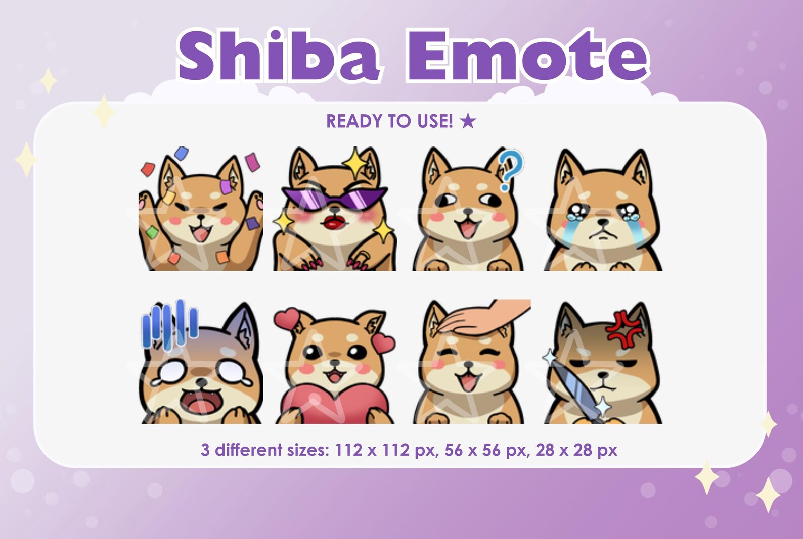 KAWAII SHIBA INU Twitch Emotes Set (8) - Twitch / Discord, Animated ...