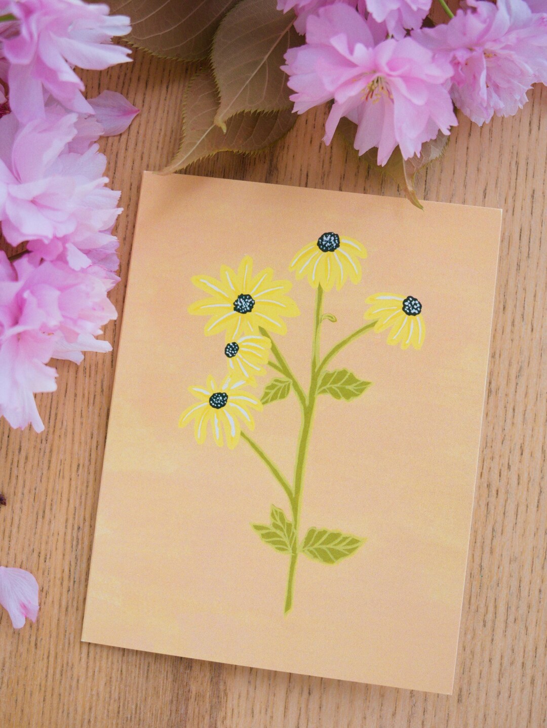 Black-eyed Susan Floral Greeting Card | Botanical Floral Art | Blank ...