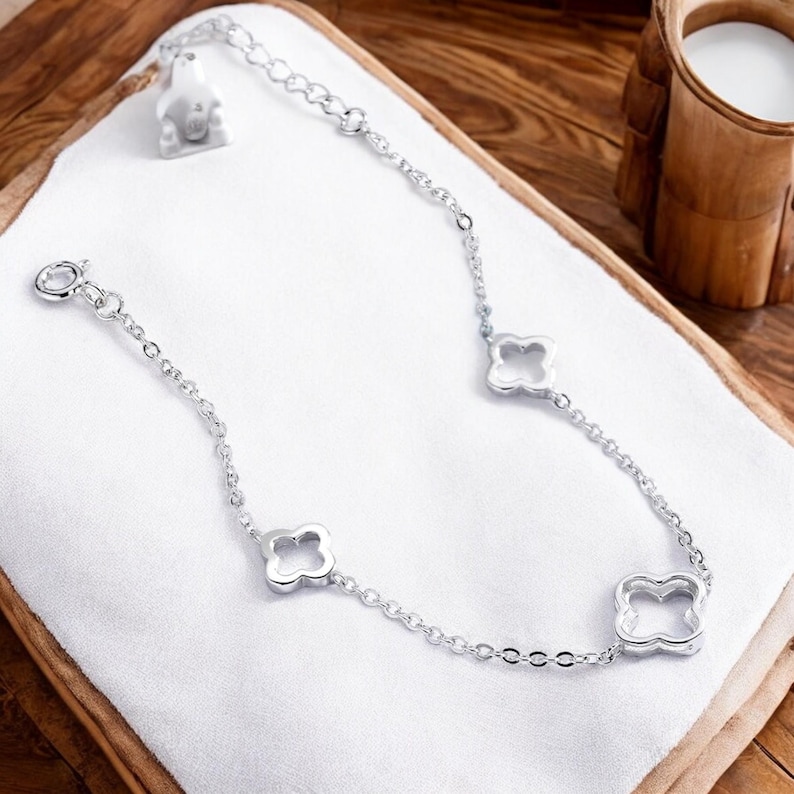 Silver Four Leaf Clover Bracelet, Van Cleef Inspired Bracelet, Good ...