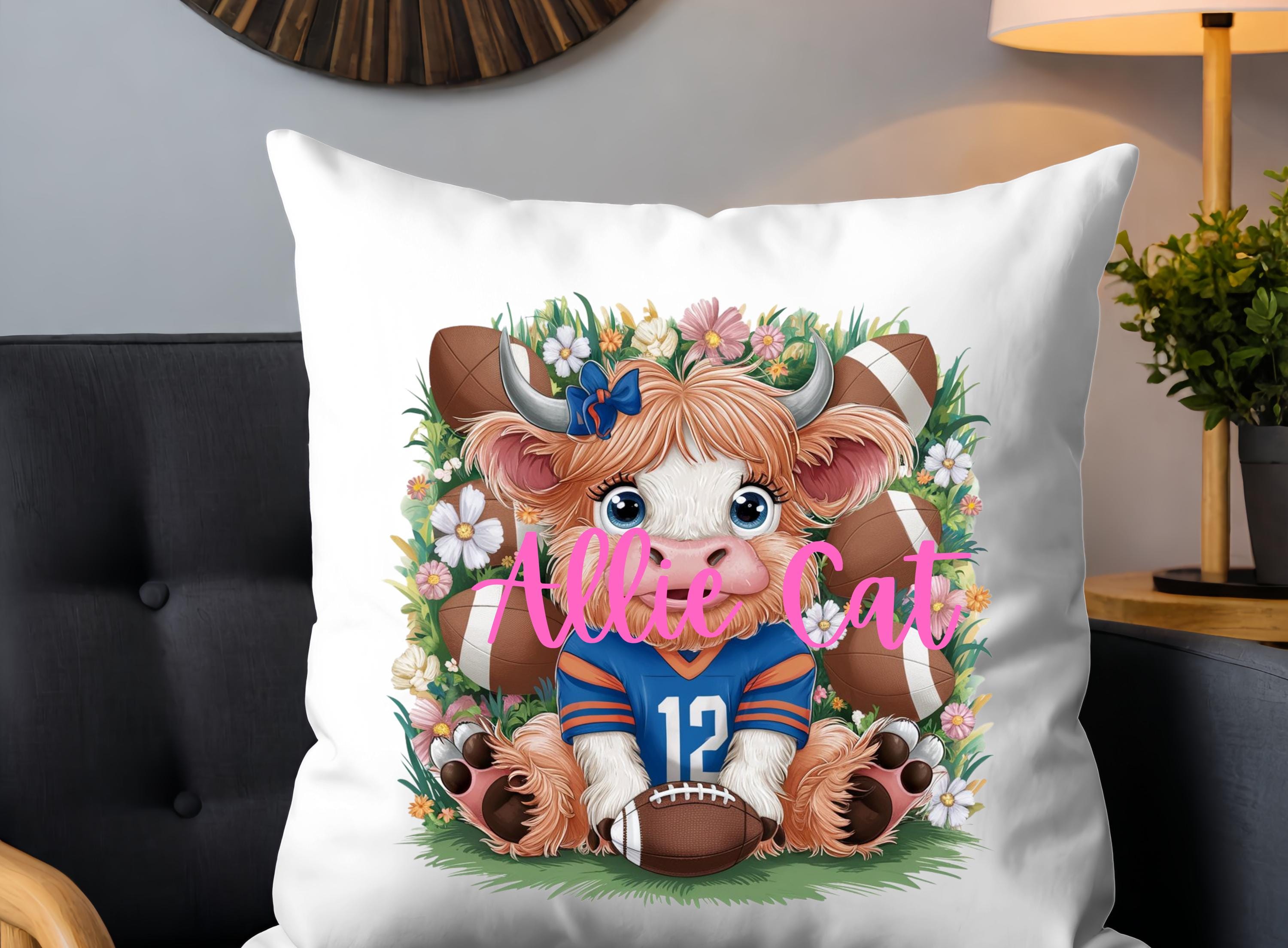 Highland Cow Football Blue & Orange Jersey Sublimation Design Digital ...