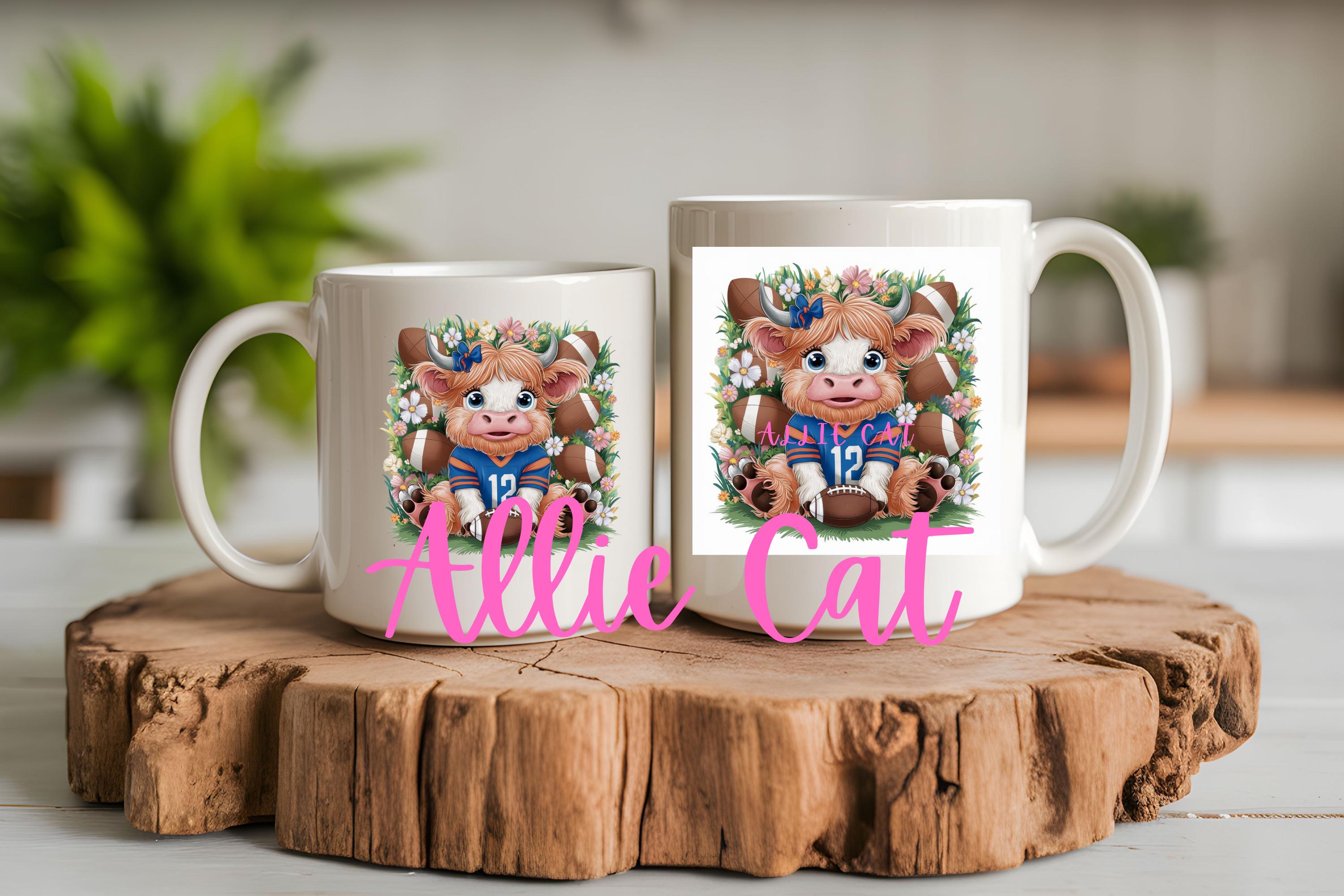 Highland Cow Football Blue & Orange Jersey Sublimation Design Digital ...