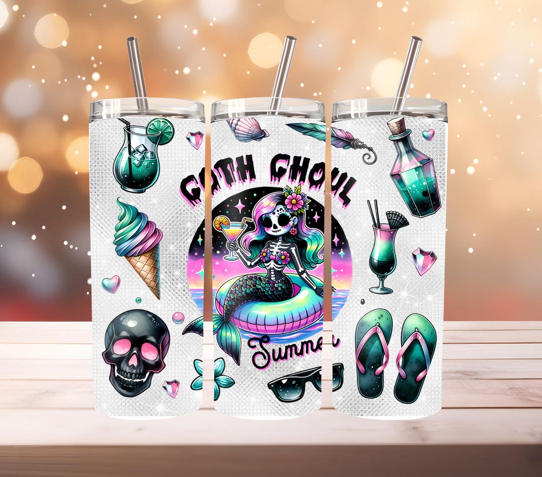 Goth Mermaid goth Ghoul Summer Skinny Tumbler Sublimation Design ...
