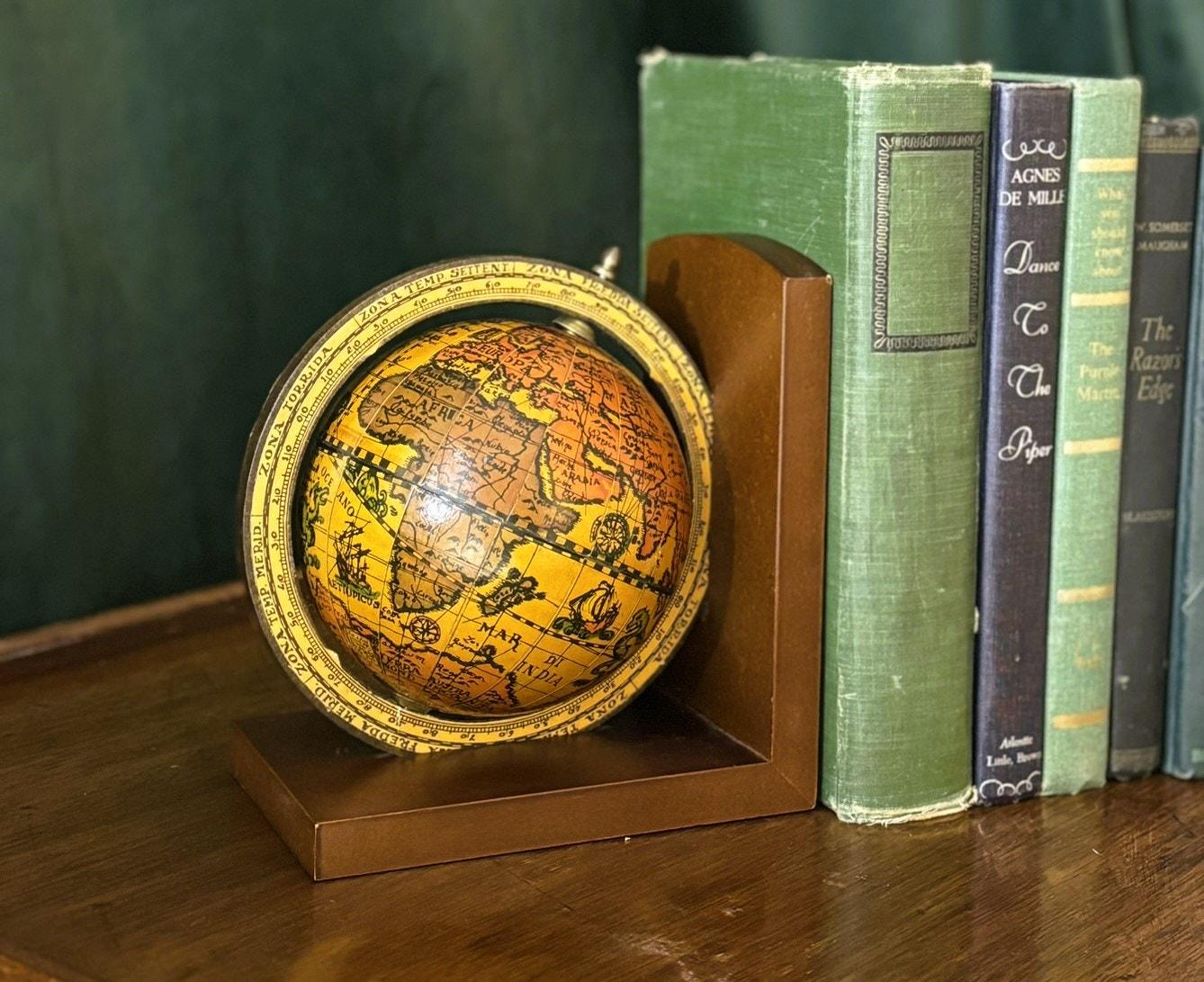 Vintage Italian Olde World Globe Bookend Rotating - Etsy