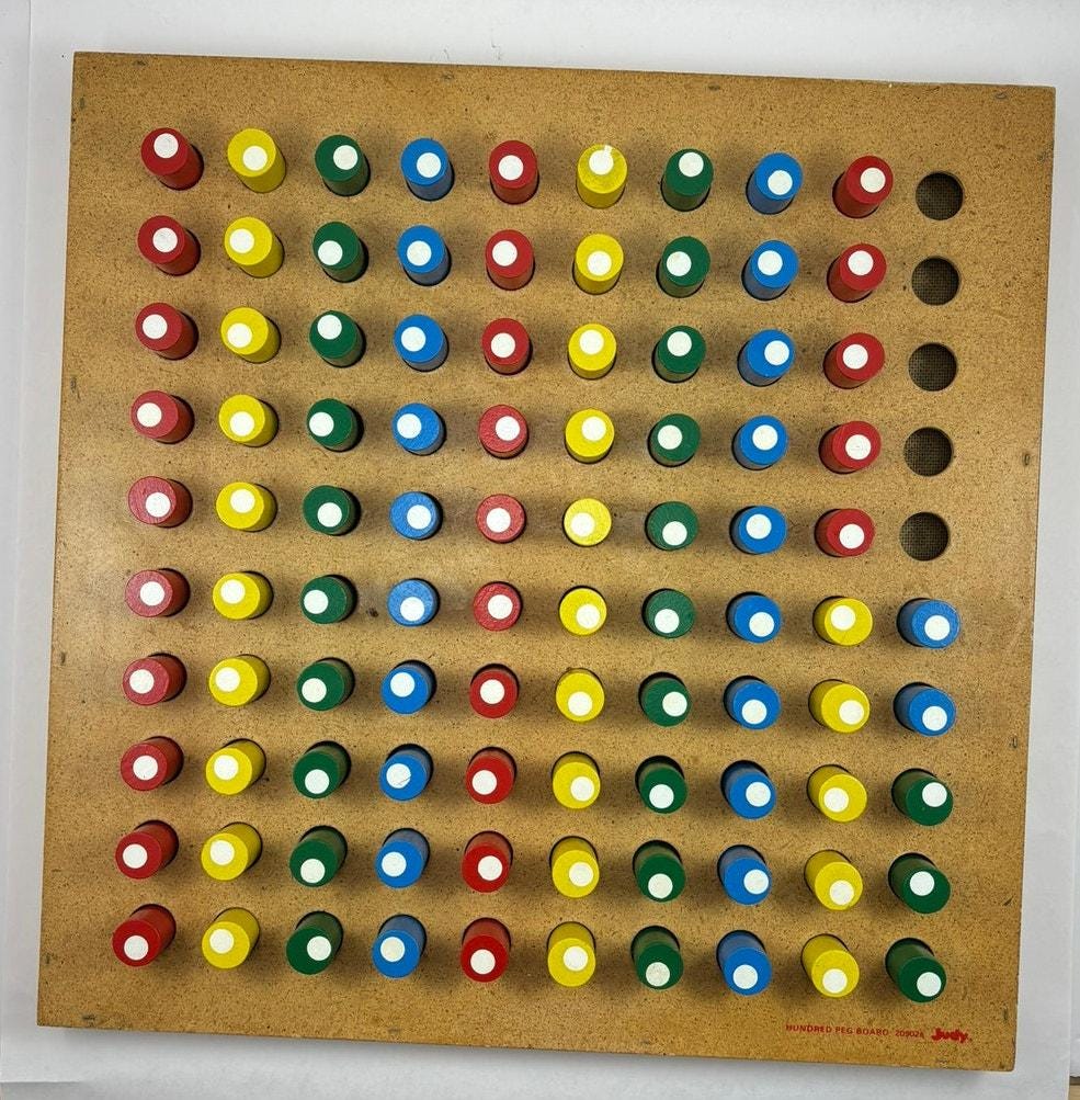 Vintage 1940s Judy Company Mathematics Hundred 100 Peg Board Teaching ...