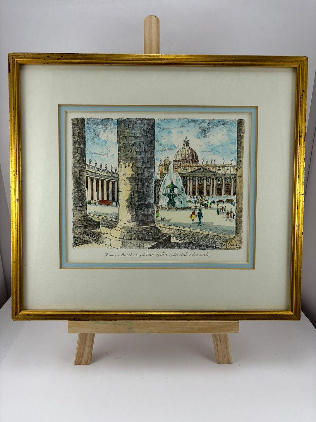 1987 De Carly Signed Watercolor 11x13 Roma Basilica Di San Pietro in ...