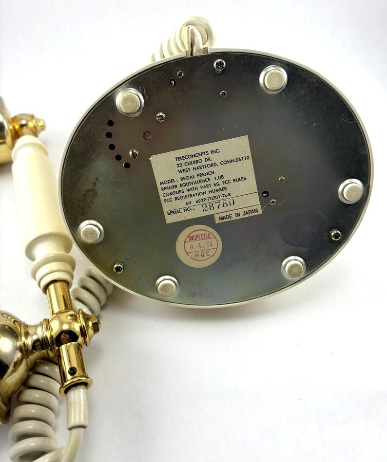 1970s Regal French Rotary Phone Ivory/cream Gold/brass Cameo Decorative ...