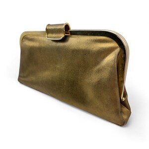 Vintage Metallic Gold Expandable Clutch Purse With Soft Felt Interior ...