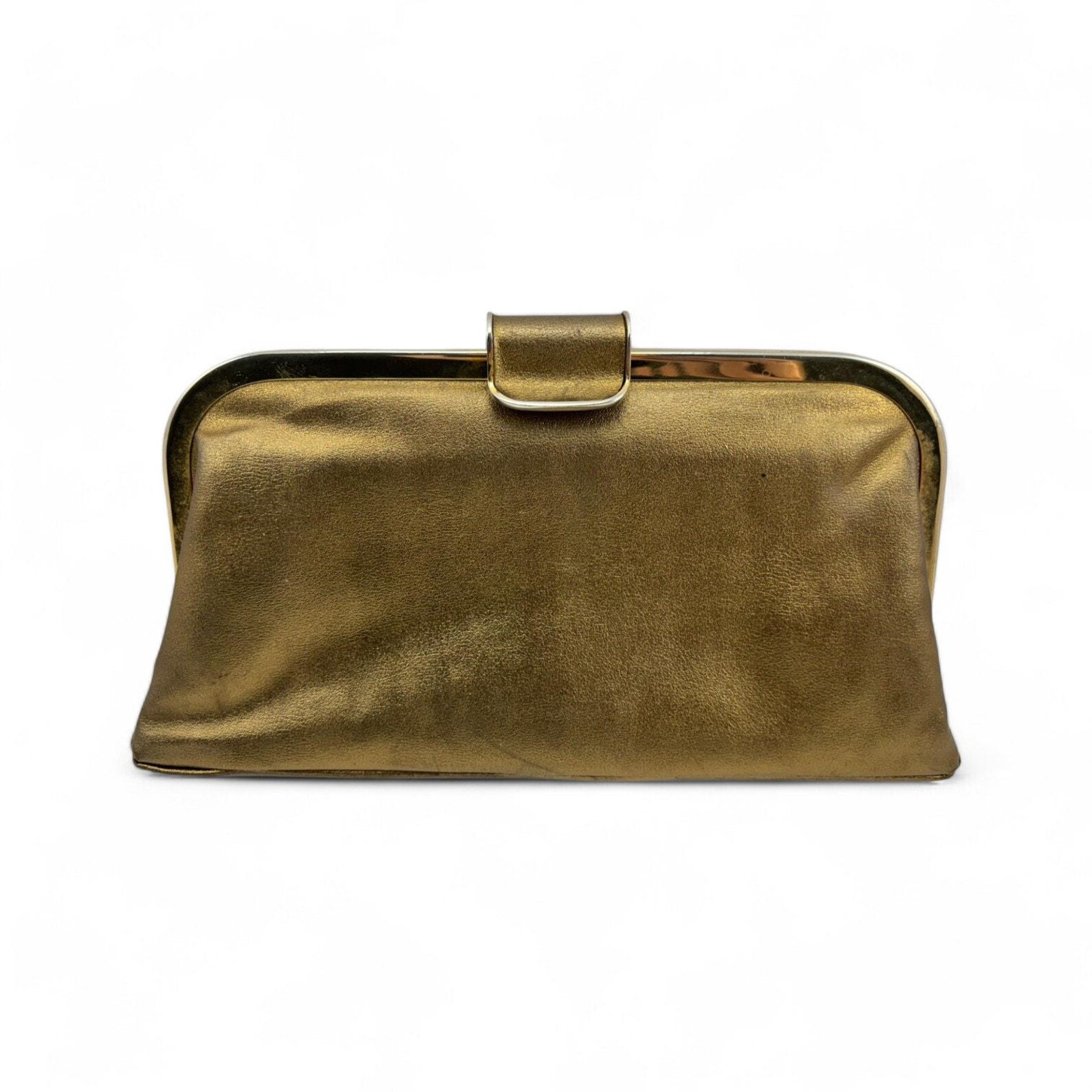 Vintage Metallic Gold Expandable Clutch Purse With Soft Felt Interior ...