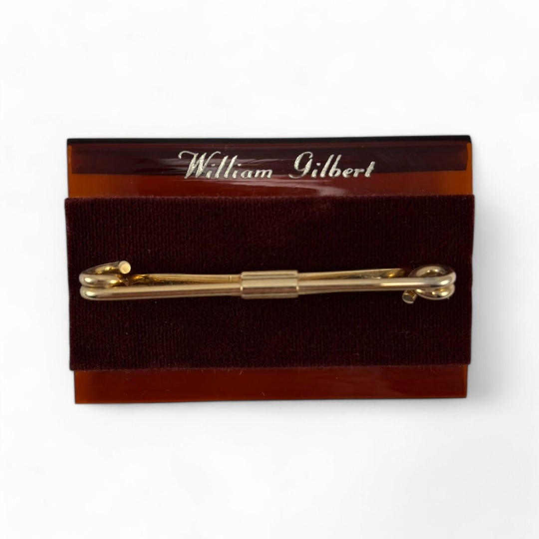 Vintage William Gilbert Collar Bar Pin in Gold Tone With Original ...